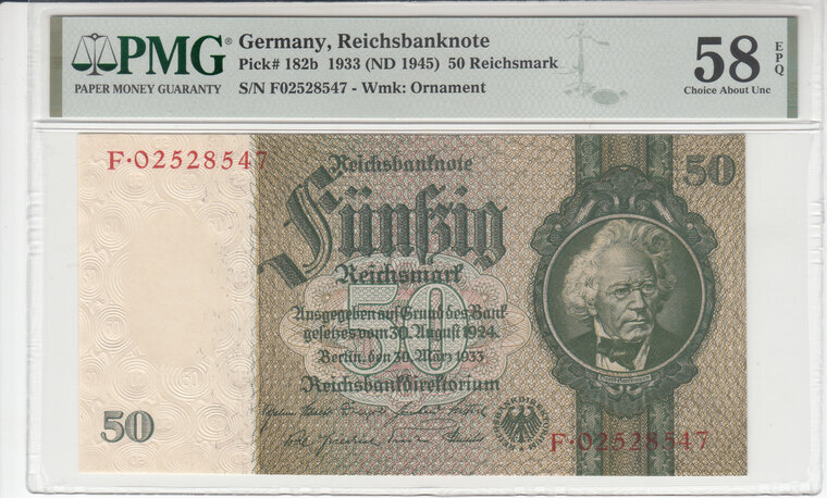 1945 GERMANY P.182b - 50 Reichsmark ND PMG 58 EPQ | MA-Shops