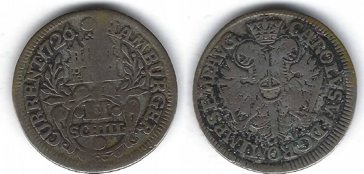 Hambourg / Hamburg 2 Schilling 1726 Carolus VI B / F | MA-Shops