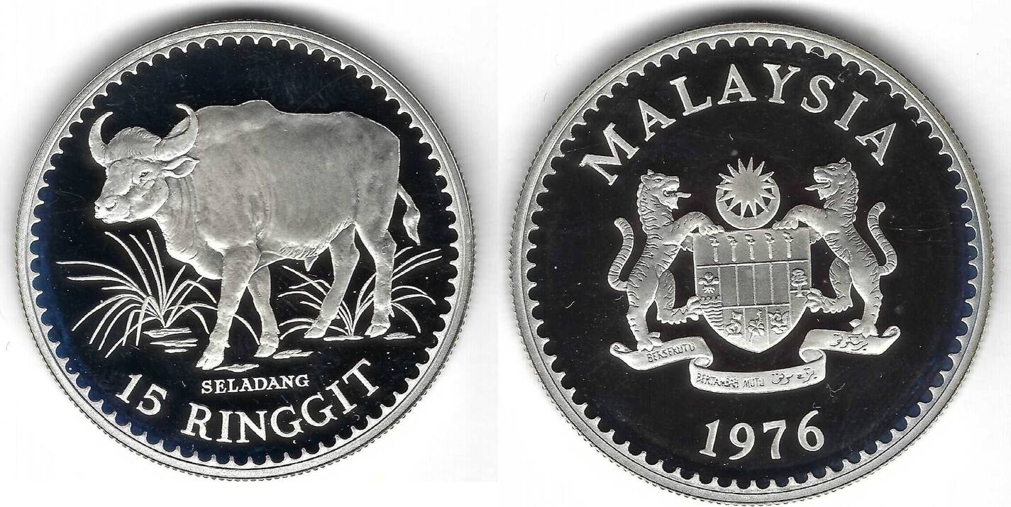 Malaysie / Malaysia 15 Ringgit 1976 Seladang Proof | MA-Shops