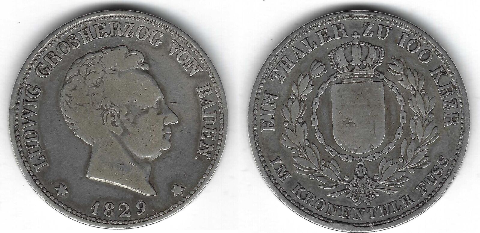 Baden Taler 1829 Ludwig B / F | MA-Shops