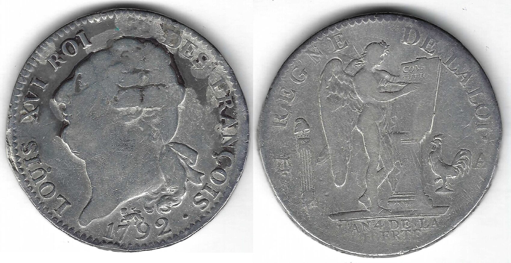 France / Frankreich Ecu de 6 Livres 1792 A Constitution / Louis XVI B ...