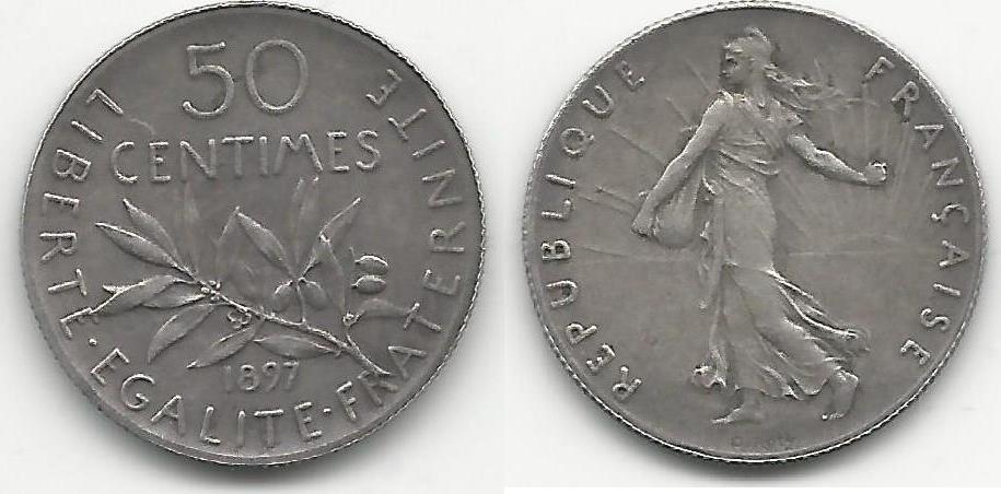 France 50 Centimes 1897 Semeuse flan mat EF | MA-Shops