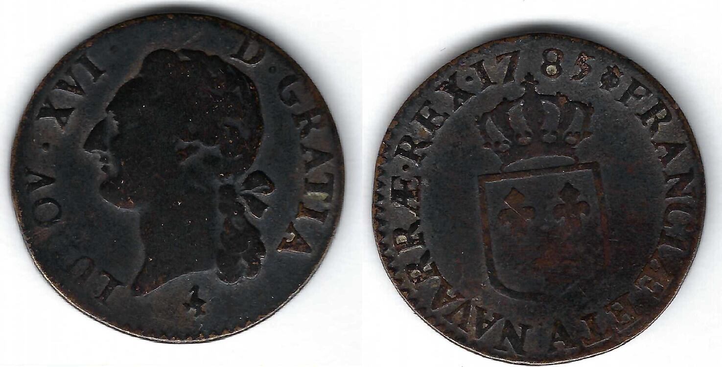 France / Frankreich / Paris 1/2 Sol 1785 A Louis XVI (1774 - 1792) B ...