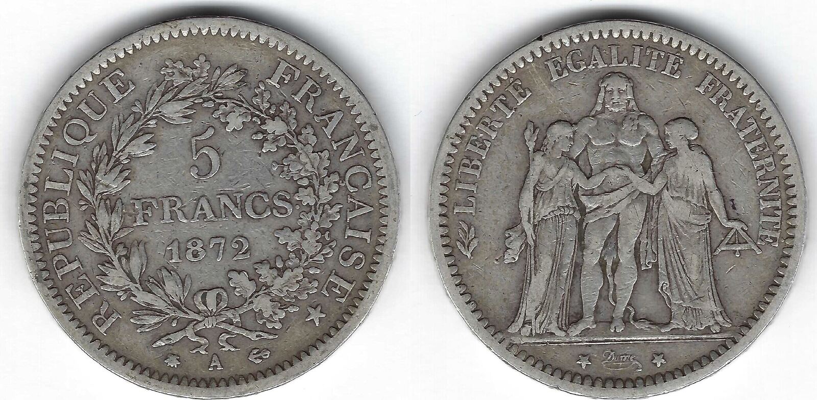 France / Frankreich / Paris 5 Francs 1872 A Hercule S | MA-Shops