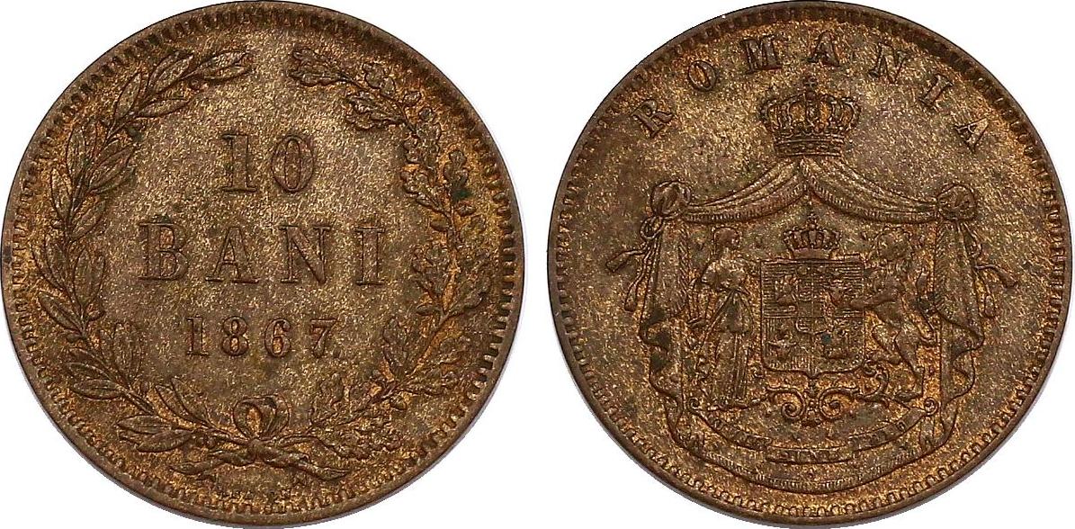 Rumänien 10 Bani 1867 Karl I. (1866 - 1914) AU | MA-Shops