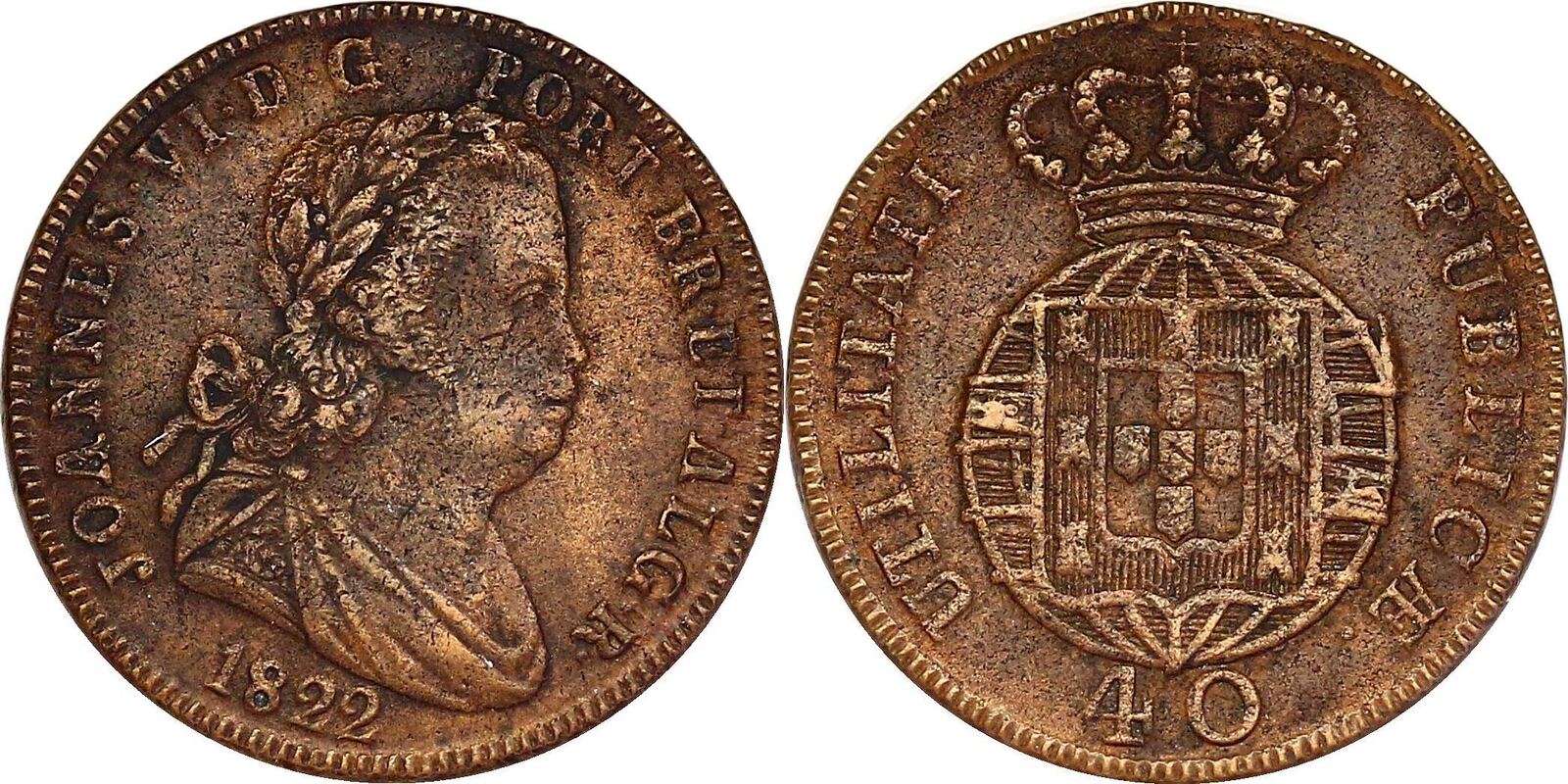 Portugal 40 Reis 1822 Johannes VI. (1799 - 1826) VF+ | MA-Shops