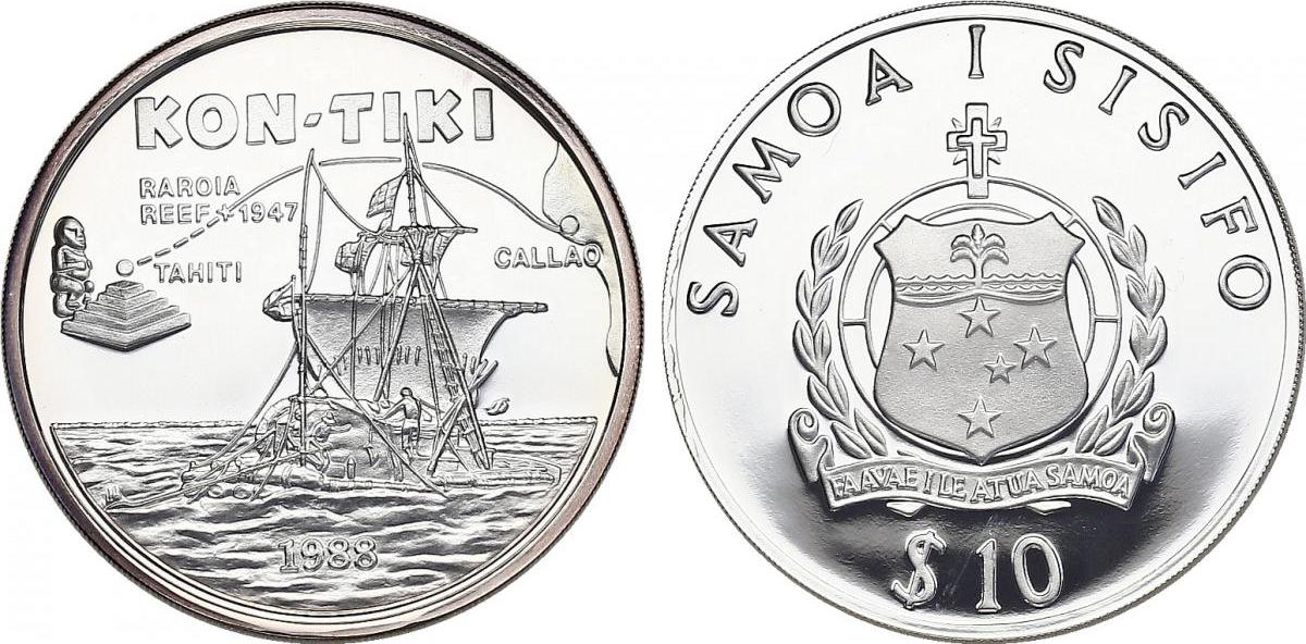 Samoa 10 Tala 1988 Die Expeditionen Thor Heyerdahls - Segelschiff 'Kon ...