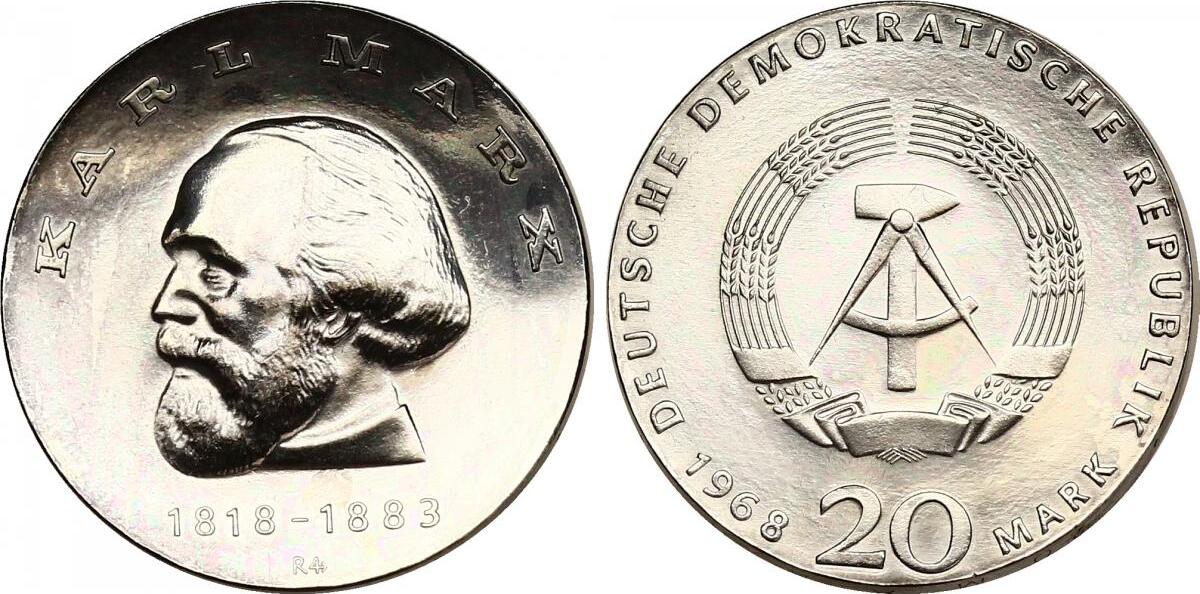 Deutschland - DDR 20 Mark 1968 Karl Marx (1818 - 1883) CH UNC. | MA-Shops