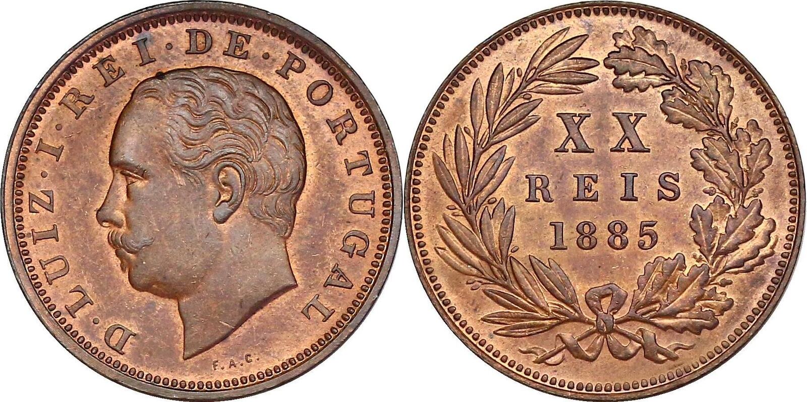 Portugal XX Reis 1885 Luiz I. (1861 - 1889) BU | MA-Shops
