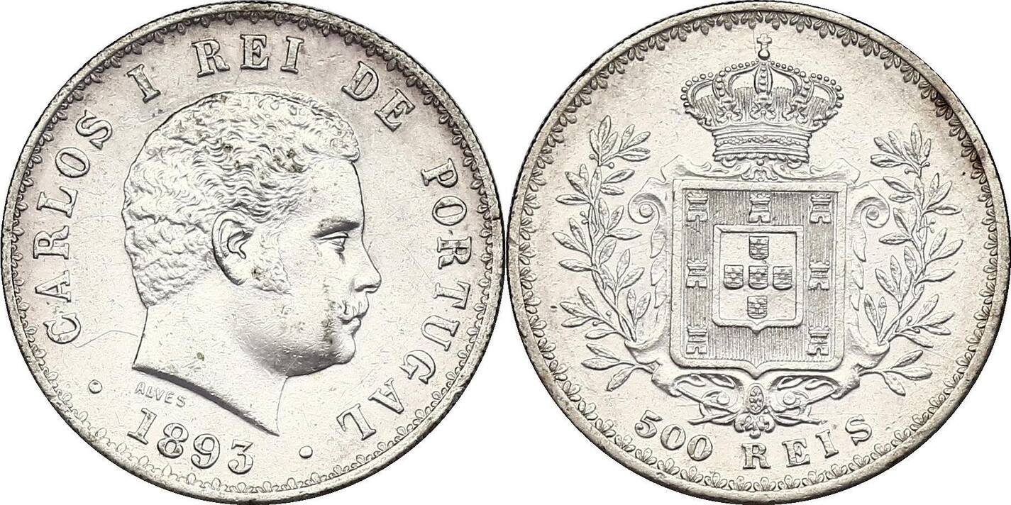 Portugal 500 Reis 1893 Carlos I. (1889 - 1908) UNC-. | MA-Shops