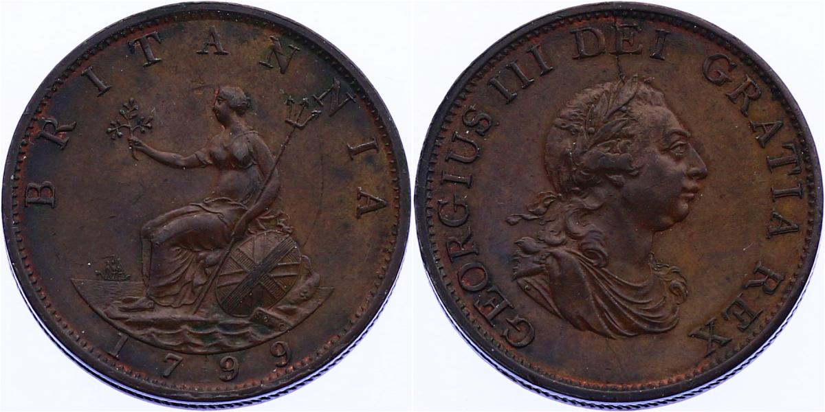 Großbritannien 1/2 Penny 1799 Georg III. (1760 - 1820) EF | MA-Shops