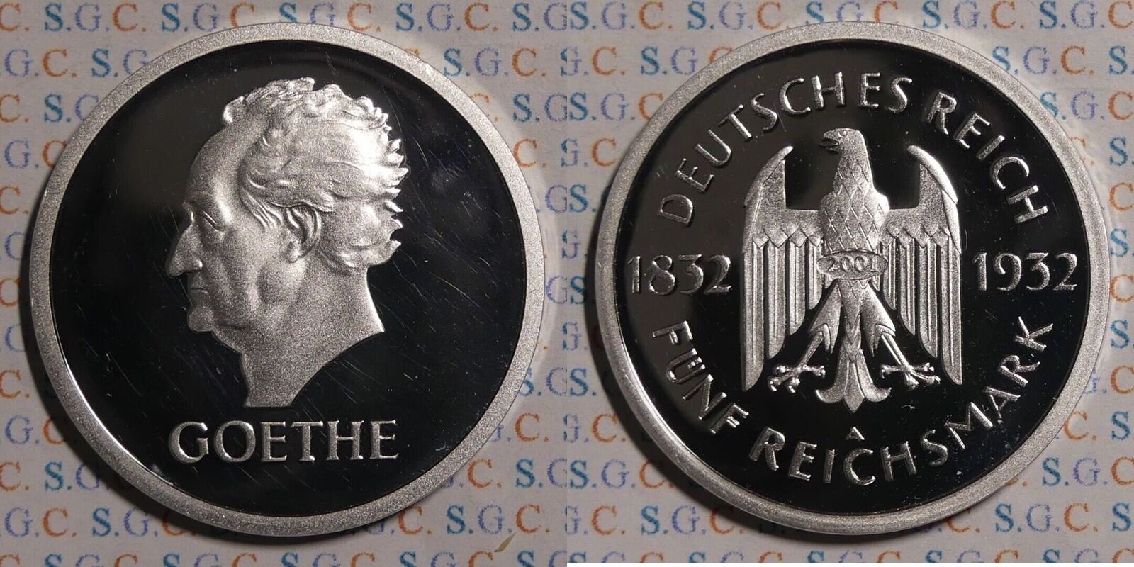 Weimar 5 Mark 1932-A 100th Anniv. of the Death of Goethe Proof | MA-Shops