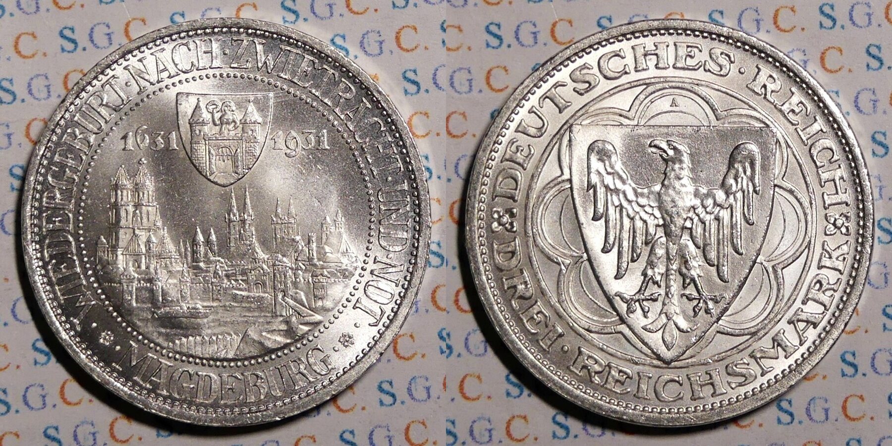 Weimar 3 Mark 1931-A 300th Anniv. of Rebuilding of Magdeburg Choice BU ...