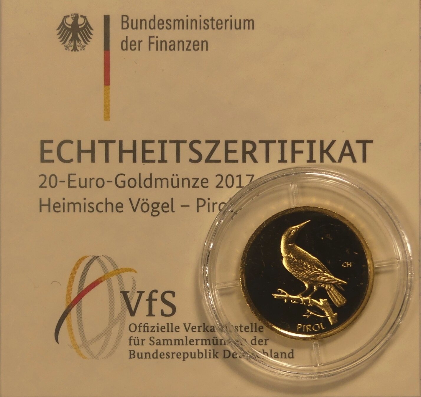 Bundesrepublik €20 Pirol 2017-D LAGER-RÄUMUNG ! Heimische Vögel - Pirol ...