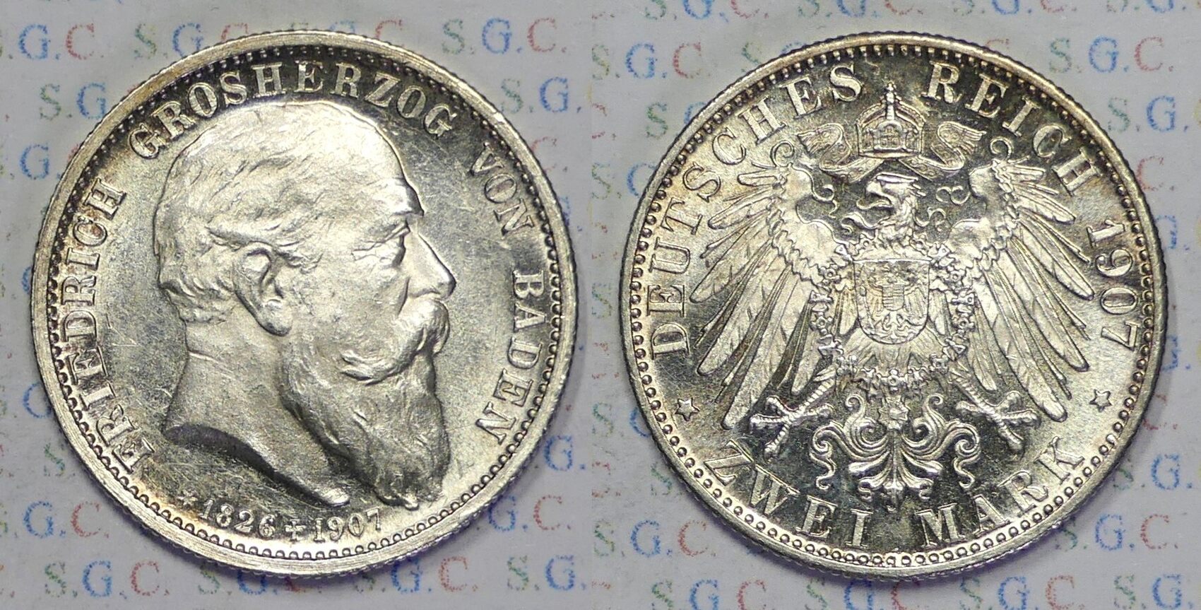 Kaiserreich Baden 2 Mark 1907 (G) Grand Duke Frederick (Death) Choice ...