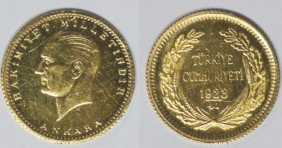 Türkei ½ Lira = 50 Kurush 1913+41=1964 20 years of the Republic ...