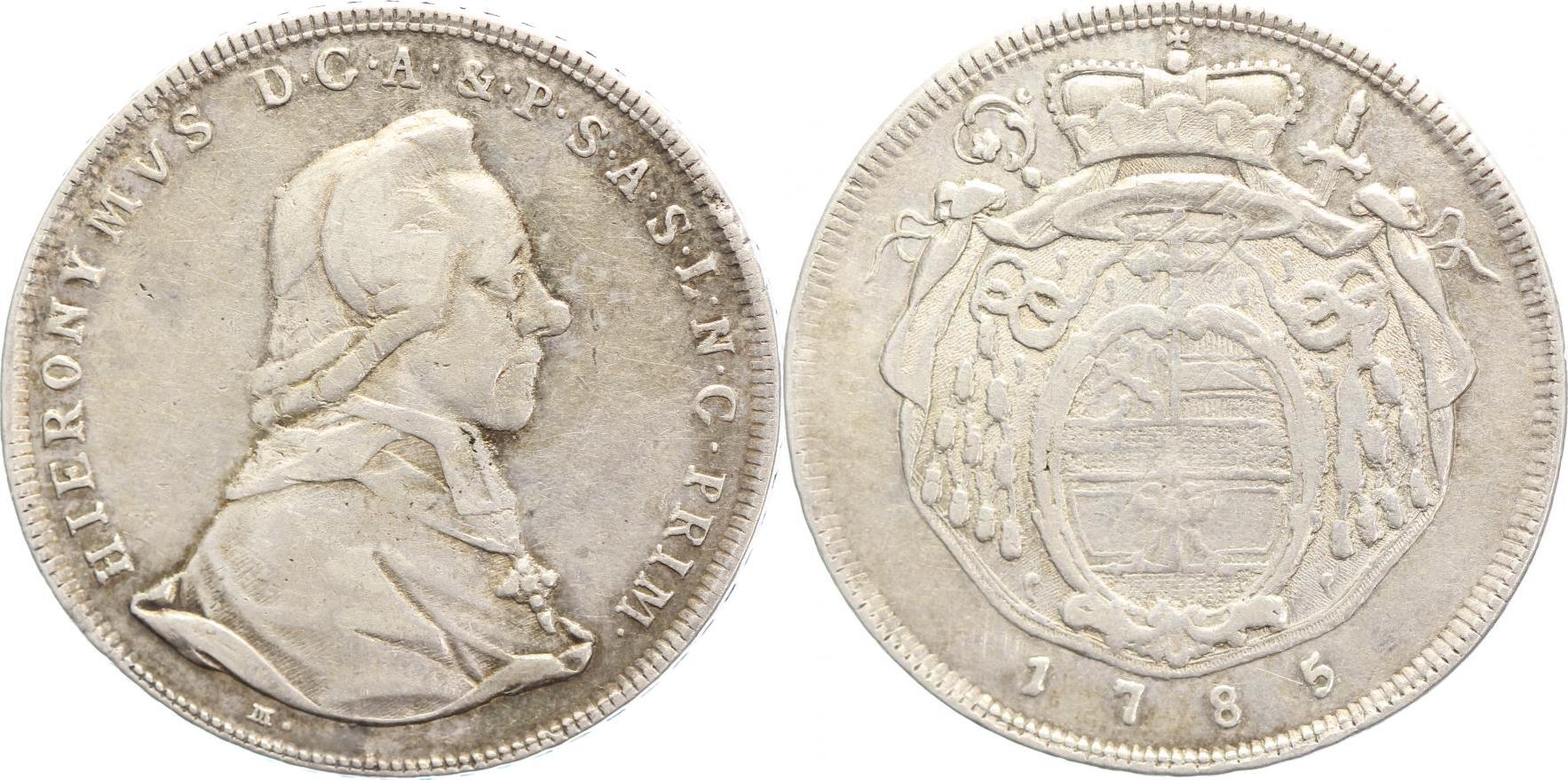 Salzburg, Erzbistum Taler 1785 Hieronymus Graf Colloredo 1772-1803. VF+ | MA-Shops