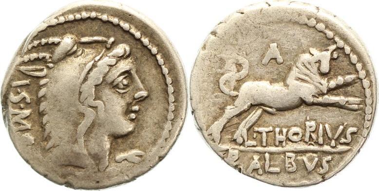 Republik Denar L. Thorius Balbus 105 v. Chr.. VF | MA-Shops