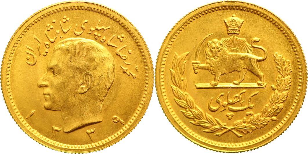 Iran Pahlavi Gold 1959 Mohammed Reza Pahlavi Shah 1941-1979. UNC- | MA-Shops