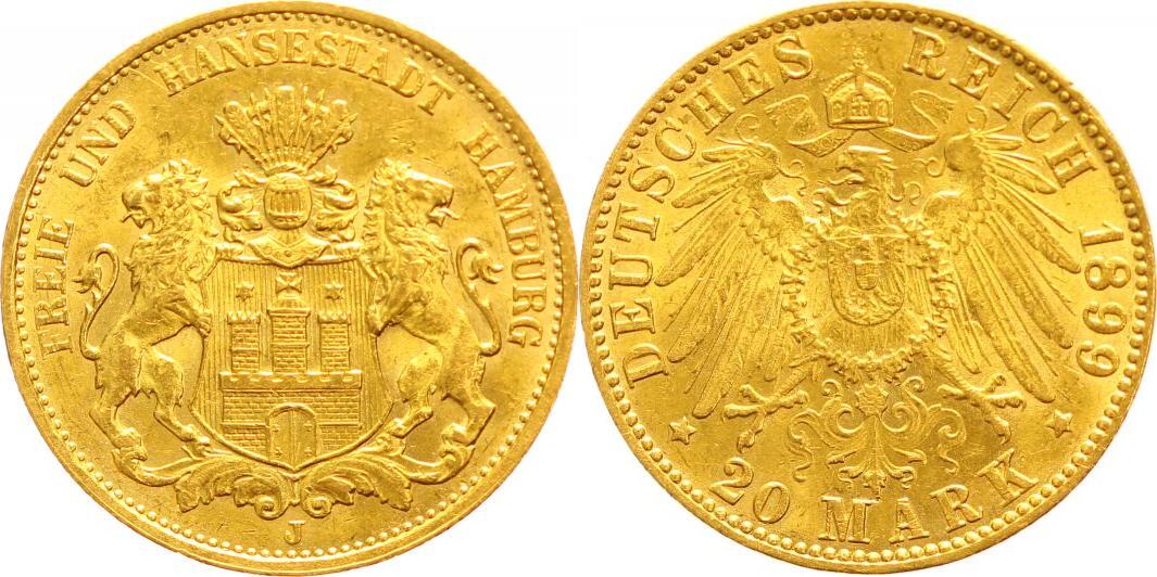 Hamburg 20 Mark Gold 1899 J VF | MA-Shops