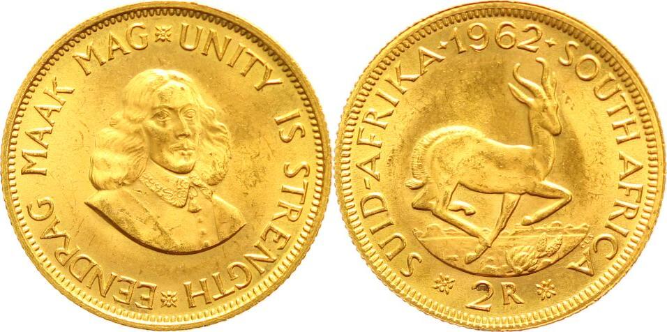 Südafrika 2 Rand Gold 1962 Republik seit 1960. UNC- | MA-Shops