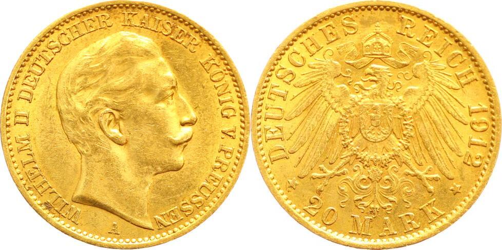 Preußen 20 Mark Gold 1912 A Wilhelm II. 1888-1918. VF+ | MA-Shops