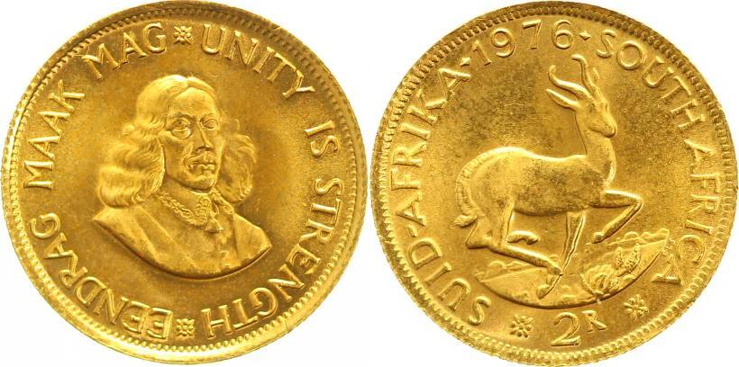 Südafrika 2 Rand Gold 1976 Republik seit 1960. BU | MA-Shops