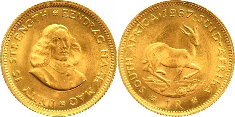 Südafrika 1 Rand Gold 1967 Republik seit 1960. BU | MA-Shops