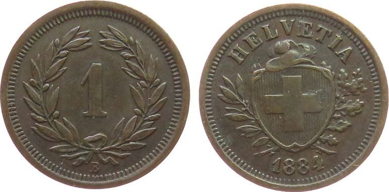 Schweiz 1 Rappen 1884 Br HMZ 1215 VF+ | MA-Shops