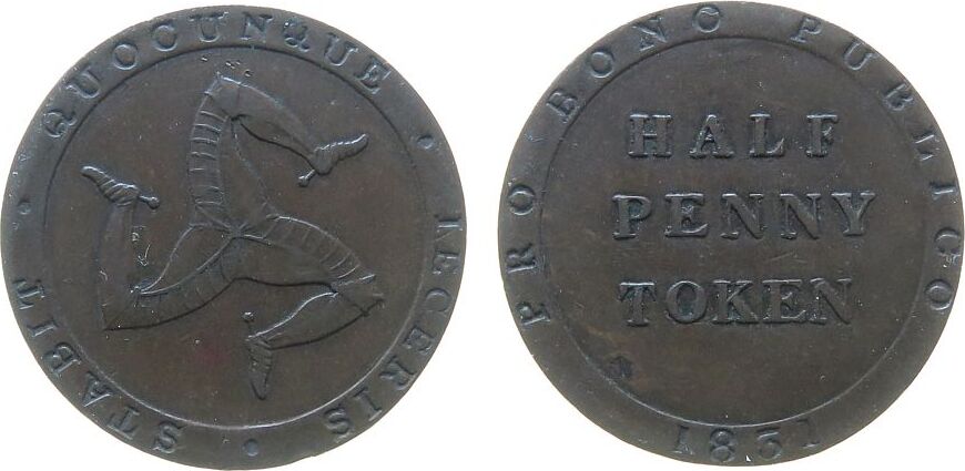 Man 1/2 Penny-Token 1831 Ku Georg III VF+ | MA-Shops