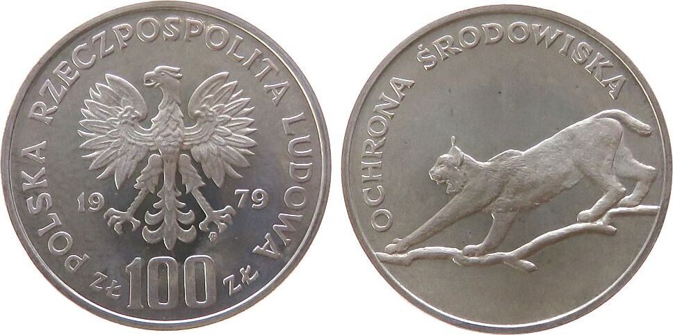 Polen 100 Zlotych 1979 Ag Luchs, angelaufen, Parch. 286 pp | MA-Shops