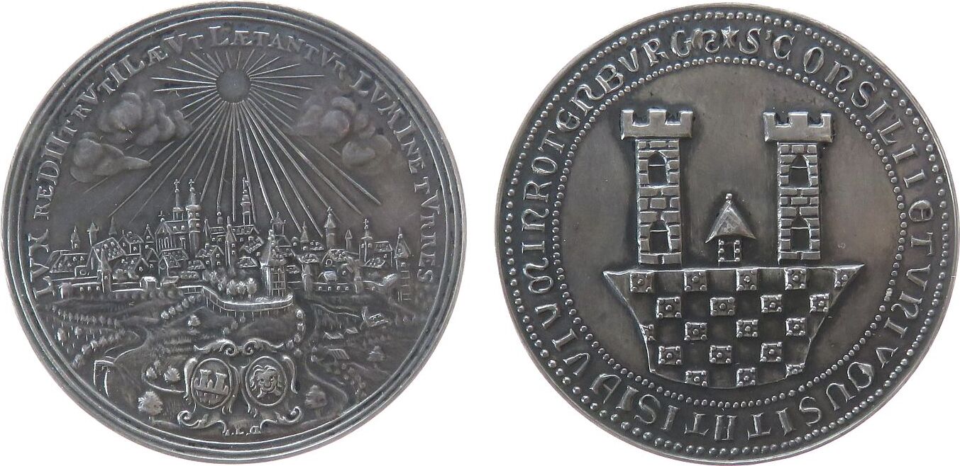 Städte Medaille 1920 um o.J. Silber Rothenburg ob der Tauber - auf 950 ...