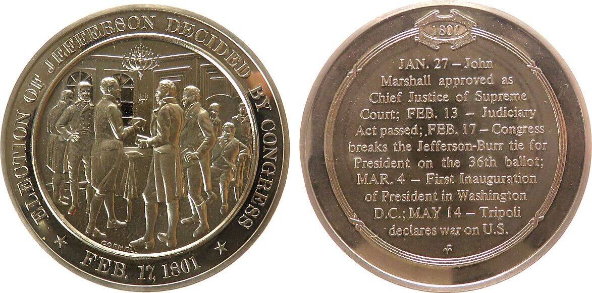 USA Medaille no date Bronze Das Repräsentantenhaus entschied 1801 die ...