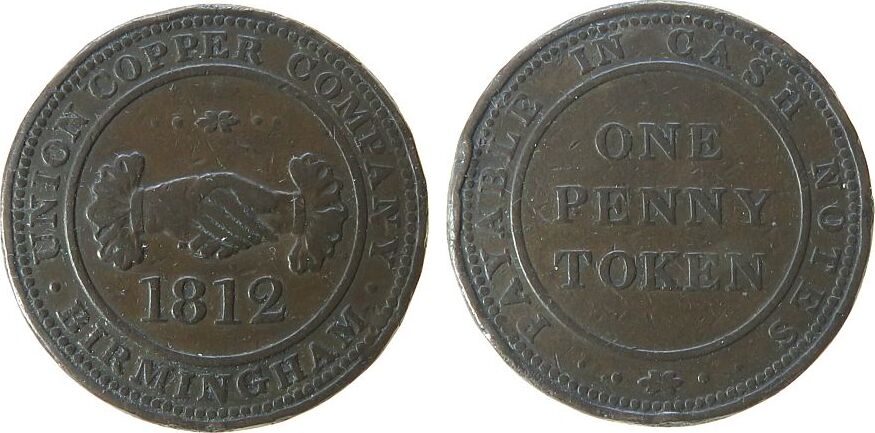 GB Großbritannien ab 1708 1 Penny Token 1812 Kupfer British Copper ...