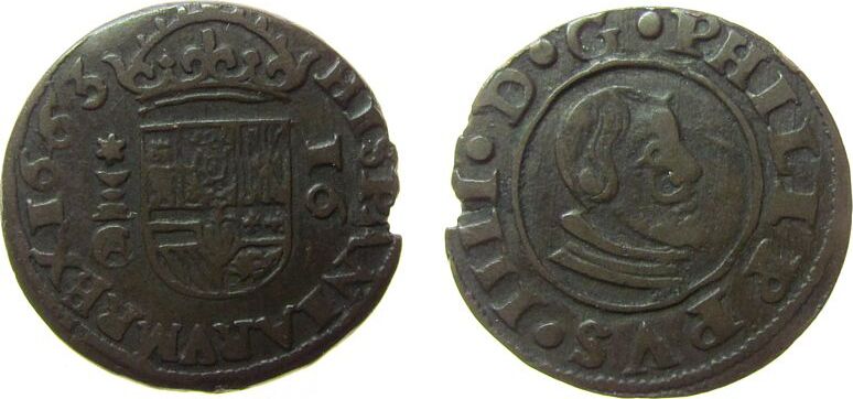Spanien 16 Maravedis 1663 Ku Felipe IV (1621-65), Cuenca ss | MA-Shops