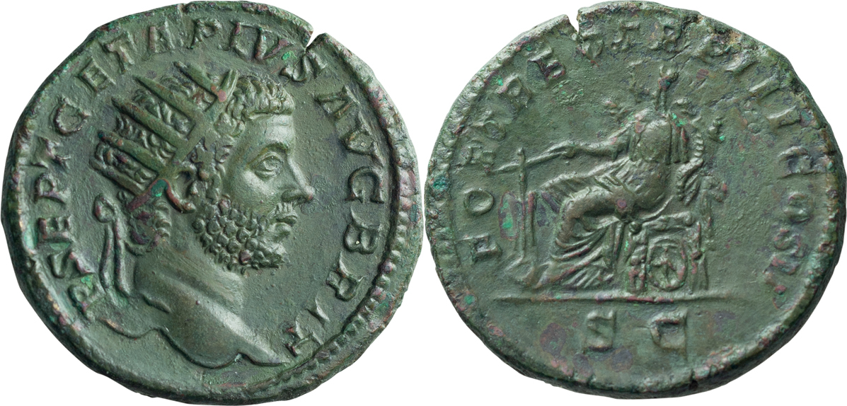 Ancient Roman 211 AD Geta as Augustus. Dupondius | MA-Shops