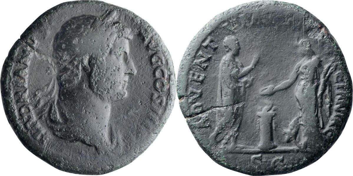 Ancient Roman c. 132 AD Hadrian. Sestertius | MA-Shops