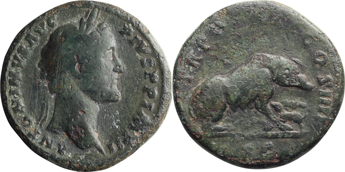 Ancient Roman 158 AD Antoninus Pius. Sestertius | MA-Shops