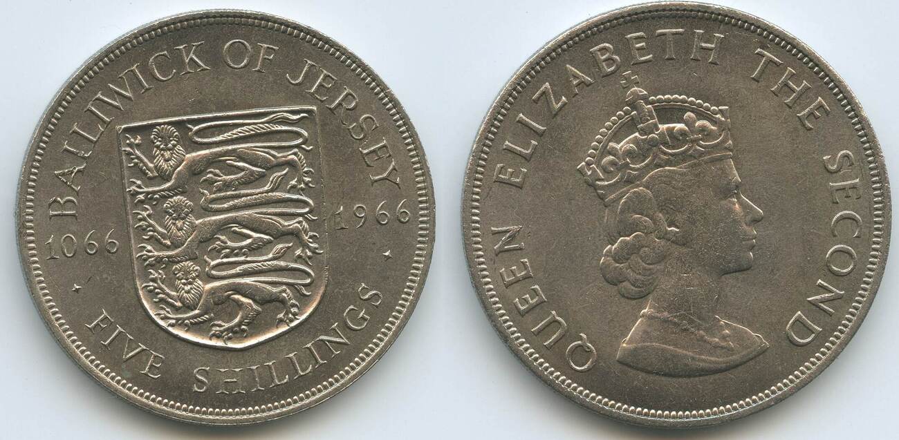 Bailiwick of Jersey 5 Shillings (Five Shilling) 1966 G0011 - Norman ...