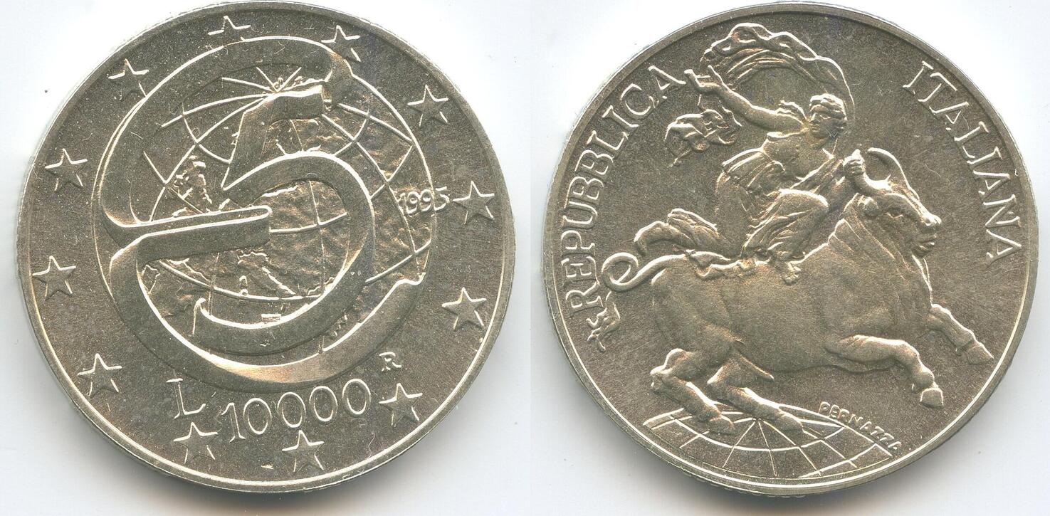 Italien 10.000 Lire 1995 R M#7299 - 40th Anniversary of the Conference of Messina Italy UNC | MA ...