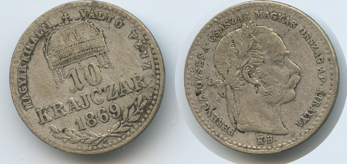 Ungarn Kaiserreich 10 Krajczar Silber 1869 KB Kremnitz G14762 - Franz Joseph I. 1848-1916 ...