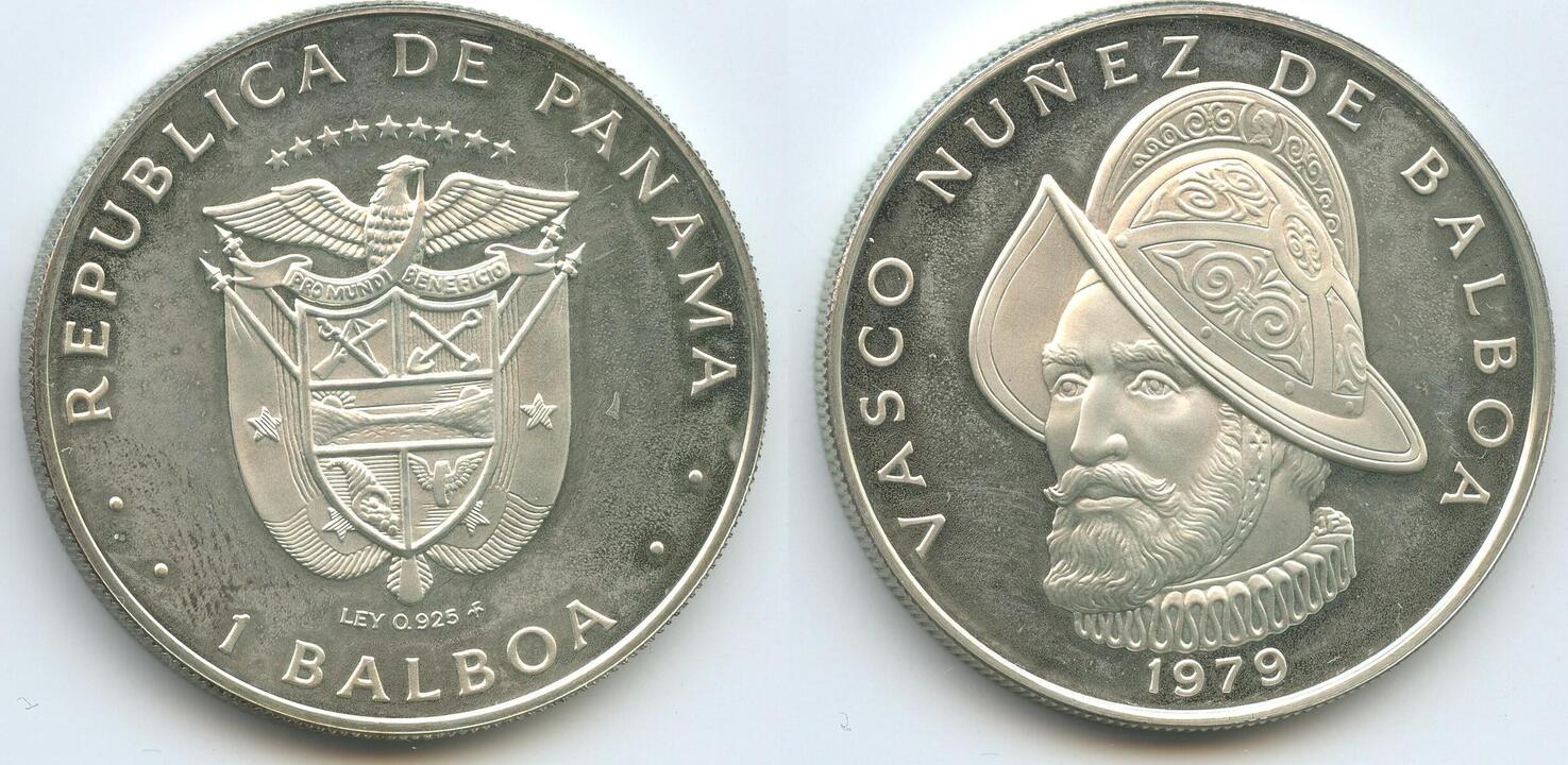 Panama 1 Balboa 1979 G0376 - Vasco Nunez de Balboa Panamá Silver Proof ...