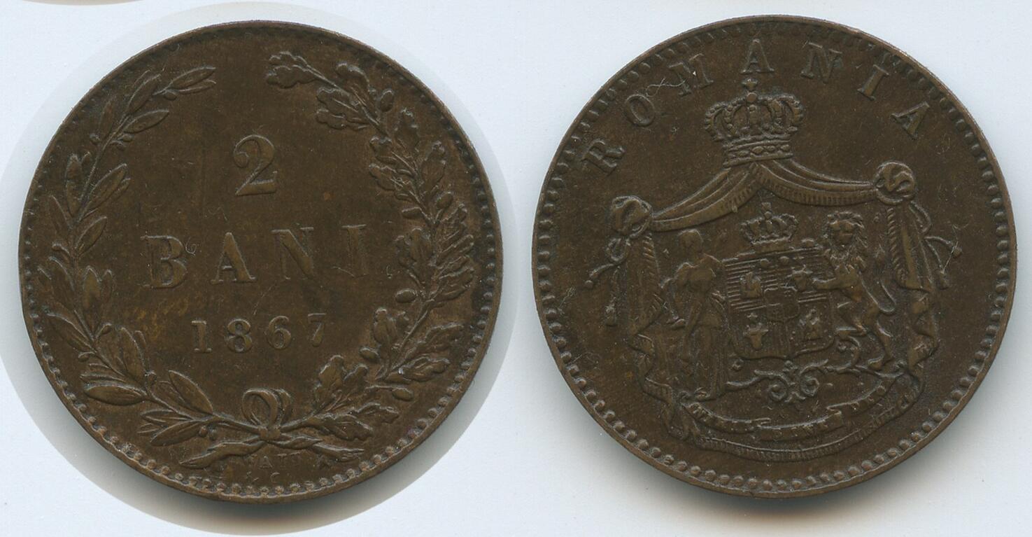 Rumänien 2 Bani 1867 G9771 - Carol I. 1866-1914 Romania aEF | MA-Shops