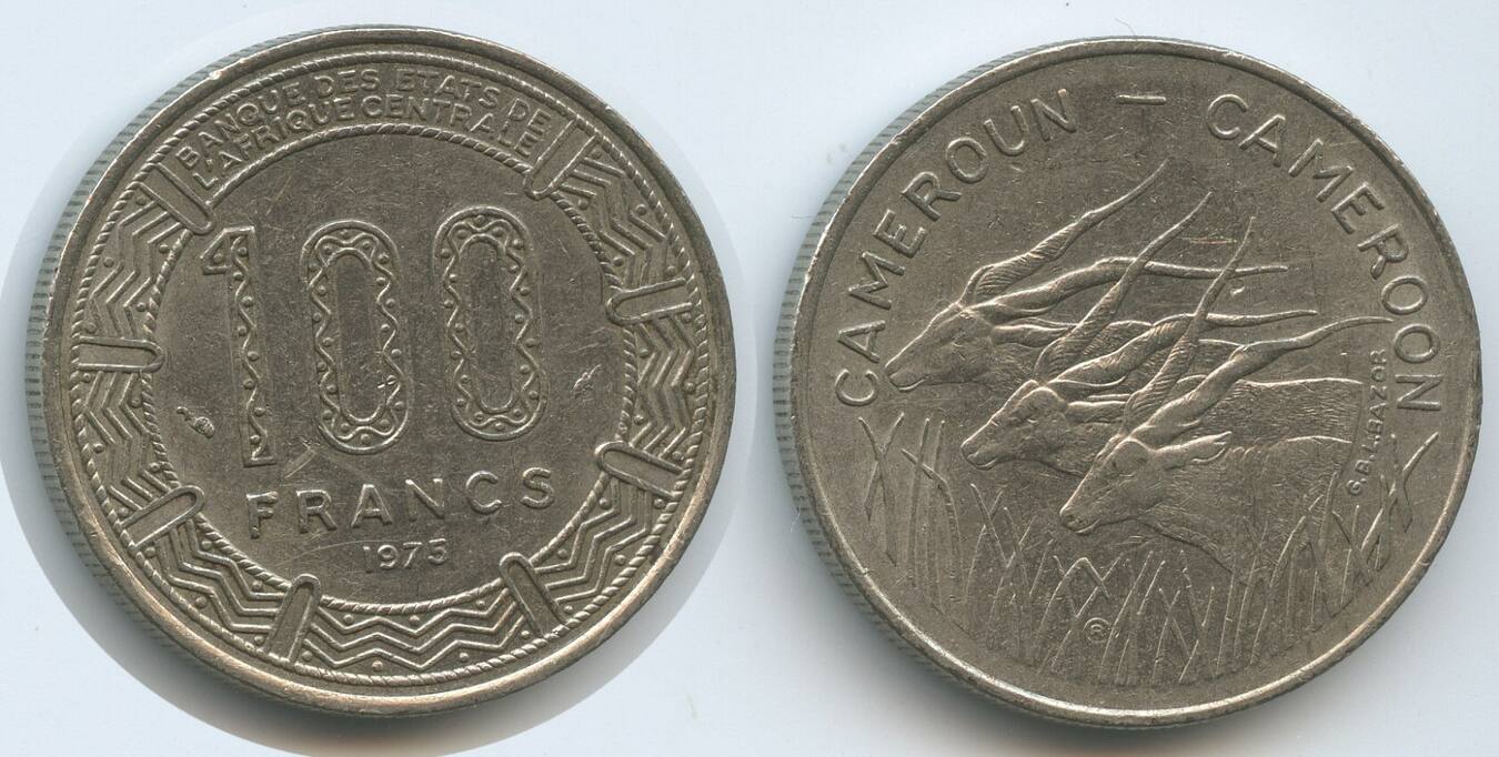 Kamerun 100 Francs CFA 1975 G15477 - Antilopen Cameroon - Bank of ...