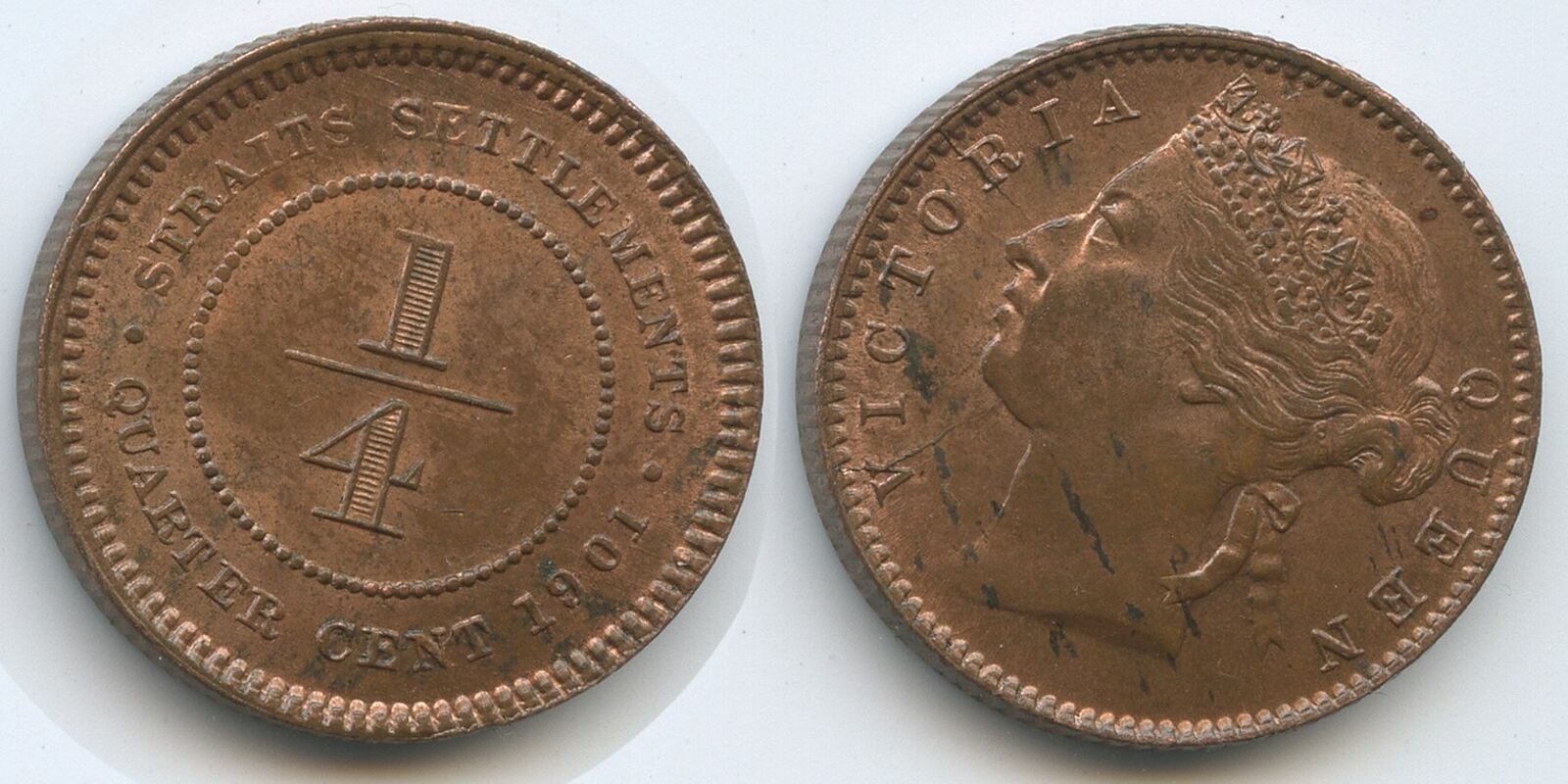 Straits Settlements ¼ Cent 1901 G6181 - Scarce Queen Victoria 1837-1901 Malaysia EF | MA-Shops