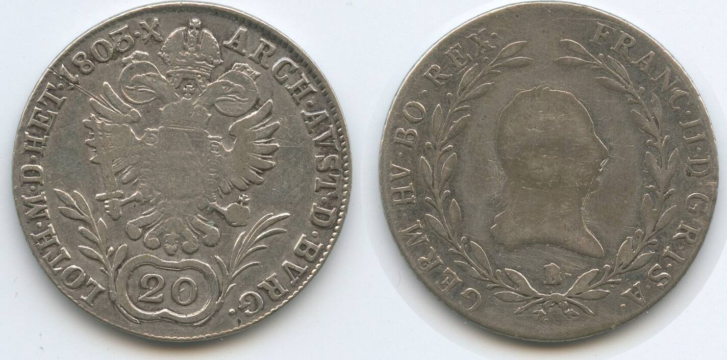 RDR Österreich Ungarn 20 Kreuzer 1803 B Kremnitz G5980 - Franz II. 1792-1835 Austria Hungary F ...