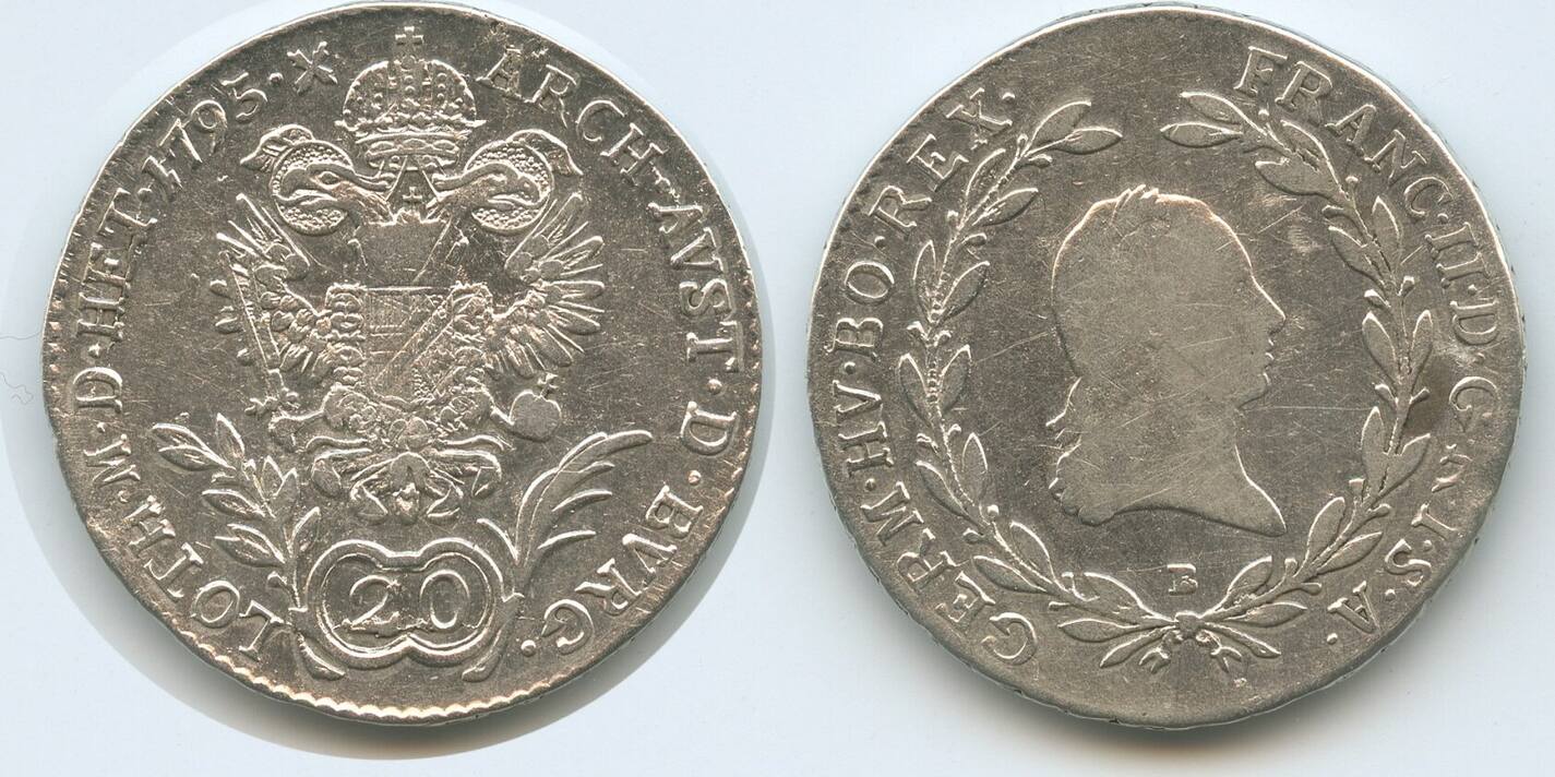 RDR Österreich Ungarn 20 Kreuzer 1795 B Kremnitz G8672 - Franz II. 1792-1835 Austria VF | MA-Shops