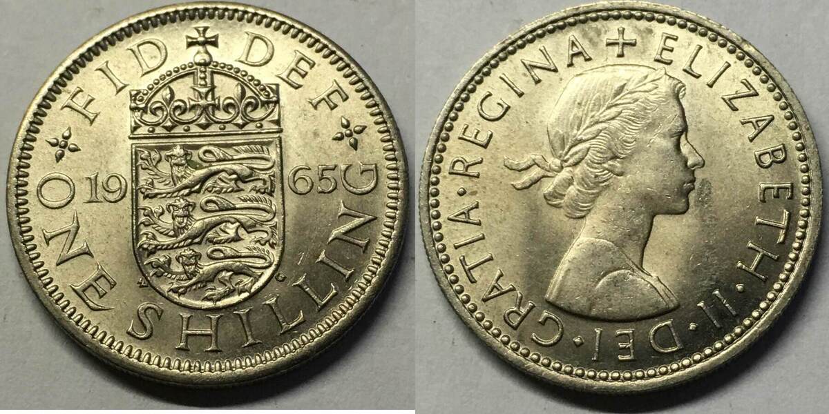 Großbritannien 1 Shilling 1965 G2195 - English shield Elisabeth II ...