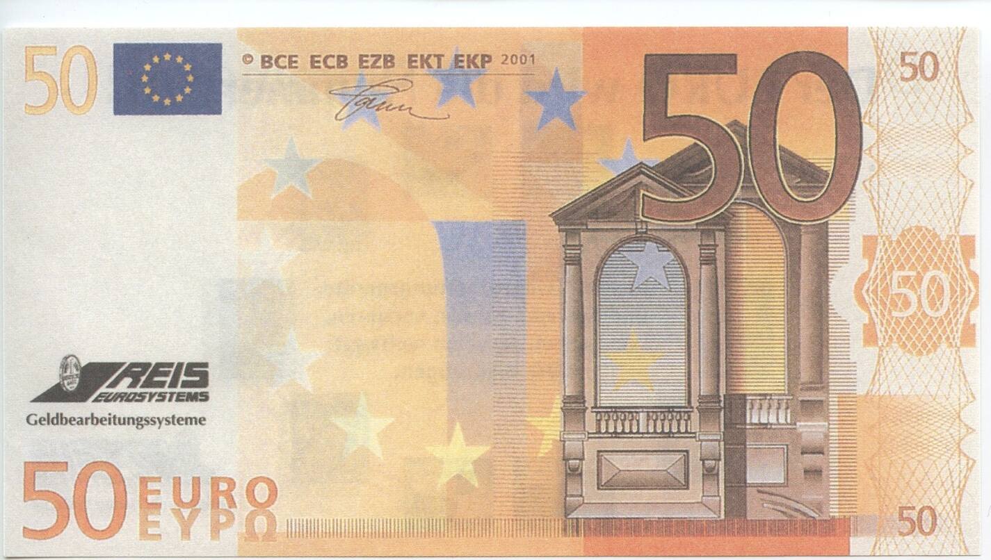 Europa SPECIMEN 50 Euro TEST banknote test note Probe 2001 GB402 - Reis ...