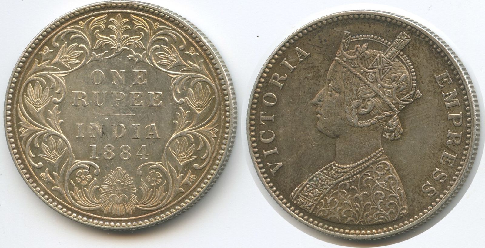 Indien Britisch 1 Rupee 1884 M#5926 - British India Victoria 1837-1901 ...